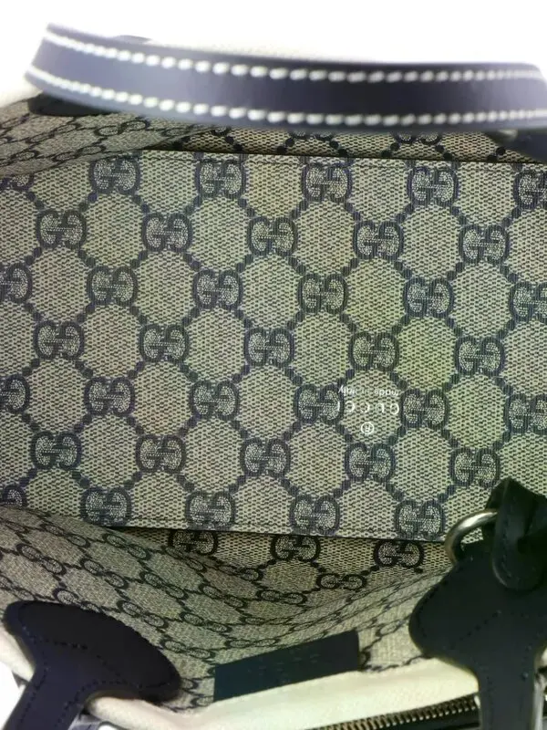 Gucci Logo Shopper Tote Printed Canvas Small Shoulder Bag - Blue