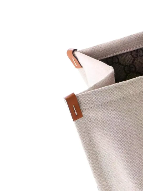 Gucci Logo Printed Canvas Medium Tote Bag - Neutrals