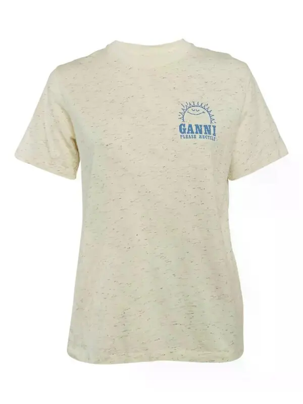 GANNI Graphic-print T-shirt - Neutrals