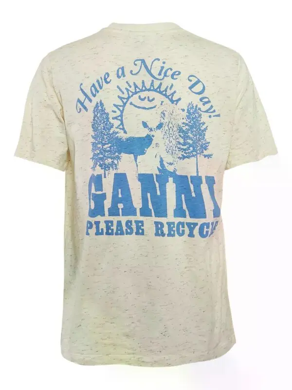 GANNI Graphic-print T-shirt - Neutrals