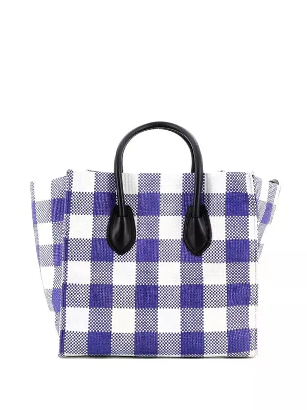 Celine Phantom Woven Gingham Satchel - Blue
