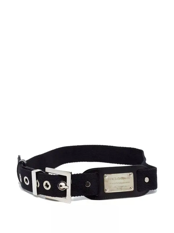 Dolce & Gabbana Eyelet-detail Canvas Belt - Black