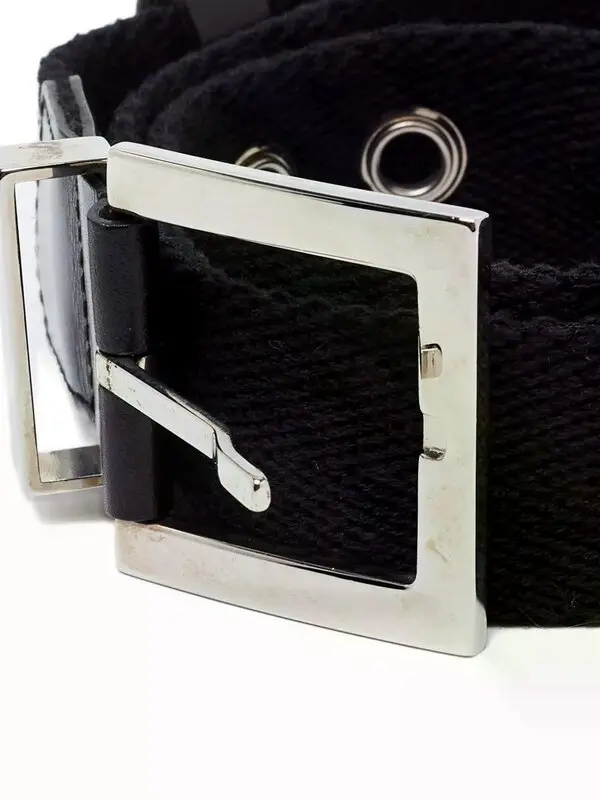 Dolce & Gabbana Eyelet-detail Canvas Belt - Black