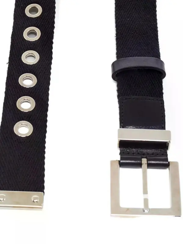 Dolce & Gabbana Eyelet-detail Canvas Belt - Black