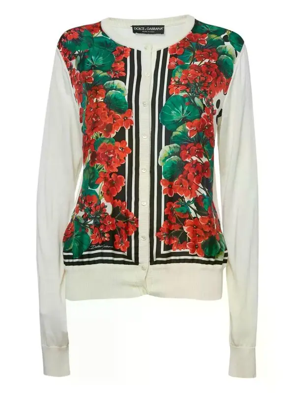 Dolce & Gabbana Floral-print Silk Cardigan - White