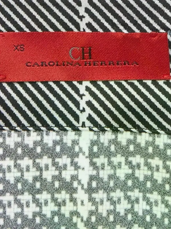 CAROLINA HERRERA VINTAGE Houndstooth-print Satin Blouse