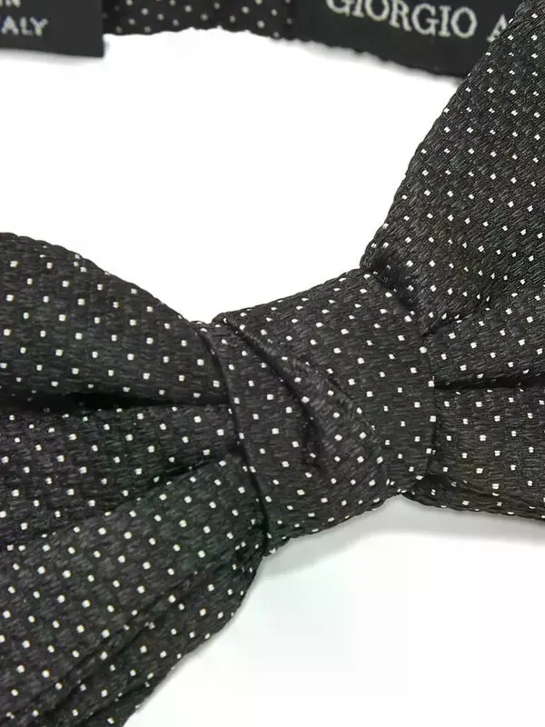 Giorgio Armani Dotted Silk Bow Tie - Black