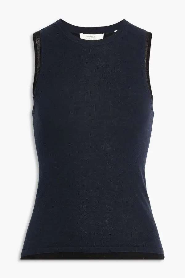 Vince Layered Cotton-blend Top - Navy
