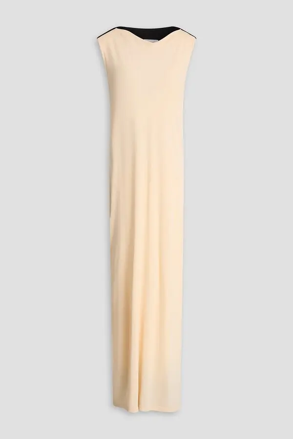 ESSE STUDIOS Embellished Draped Jersey Maxi Dress - Cream