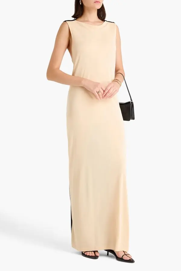 ESSE STUDIOS Embellished Draped Jersey Maxi Dress - Cream