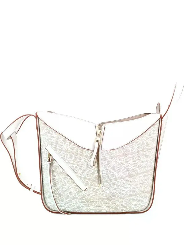 Loewe Hammock Small Shoulder Bag Leather And Anagram Jacquard - Neutrals