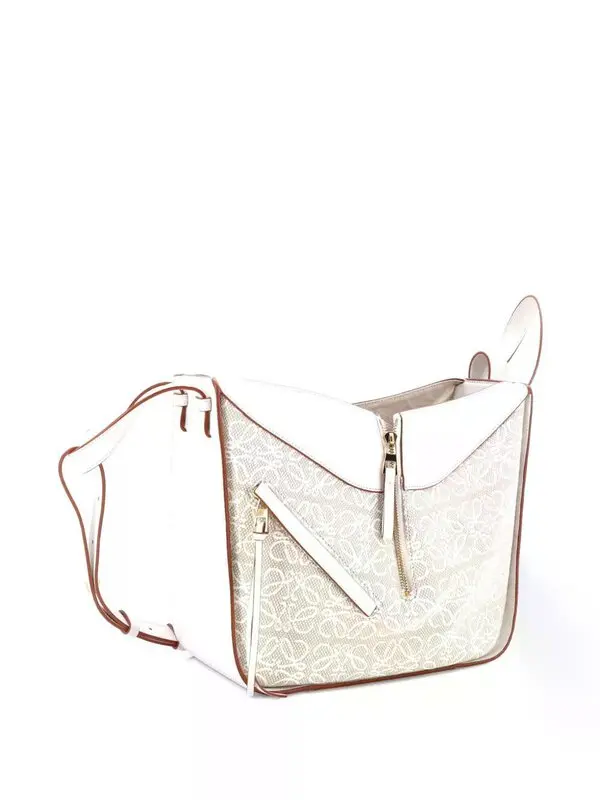 Loewe Hammock Small Shoulder Bag Leather And Anagram Jacquard - Neutrals