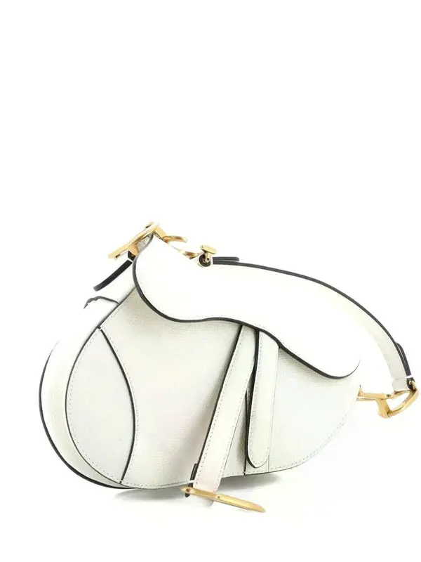 Dior Saddle Handbag Leather Mini Shoulder Bag - White