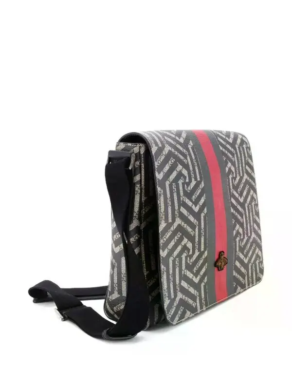 Gucci Bee Web Flap Messenger Bag Caleido Gg Coated Canvas Medium