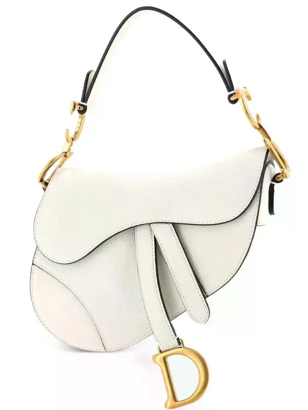 Dior Saddle Handbag Leather Mini Shoulder Bag - White