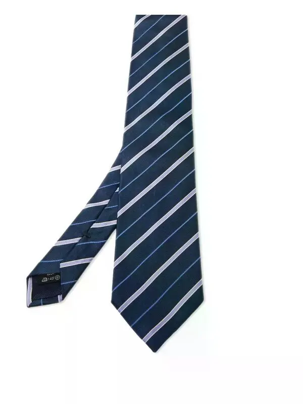 Ermenegildo Zegna Striped Silk Neck Tie - Blue