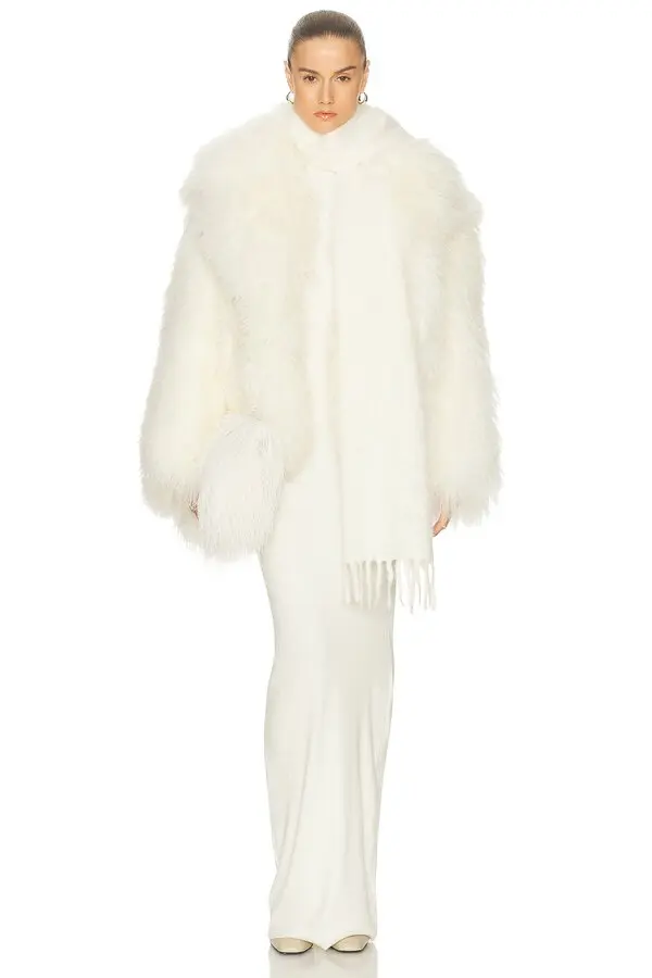 Nour Hammour Mirja Shearling Jacket - Ivory