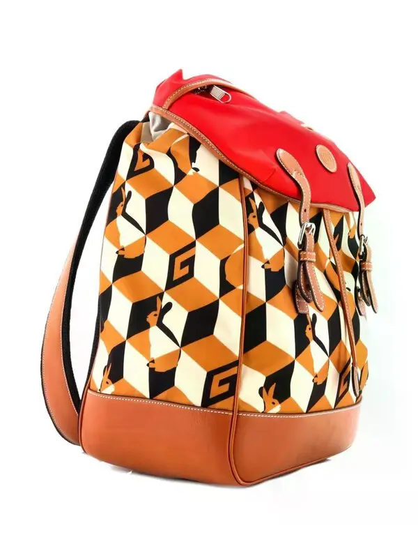 Gucci Interlocking G Patch Flap Buckle Printed Backpack