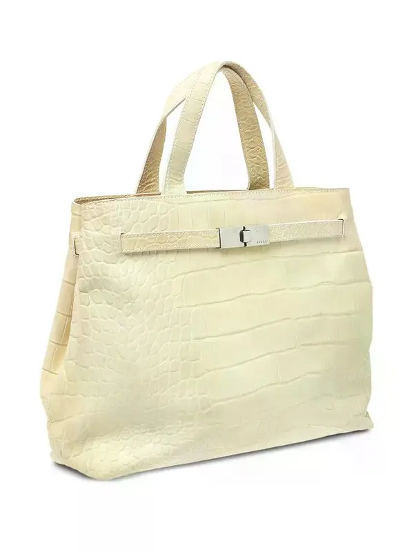 Furla Croc Embossed Leather Tote