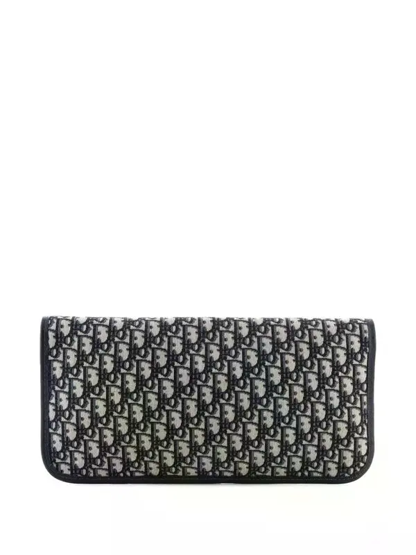 Dior Fold Over Oblique Canvas Clutch Bag - Blue