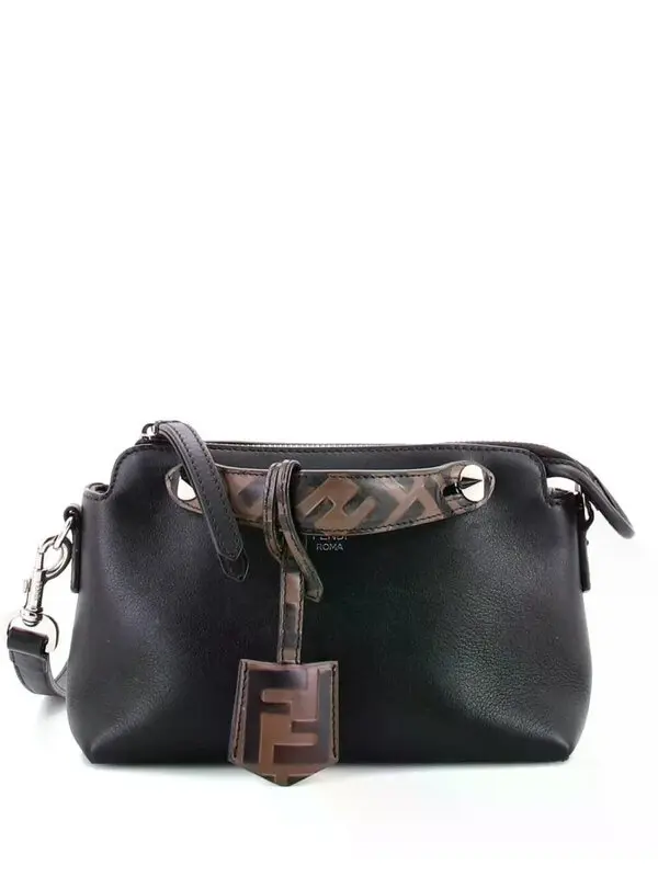 Fendi By The Way Leather Mini Satchel With Zucca Embossed Detail - Black