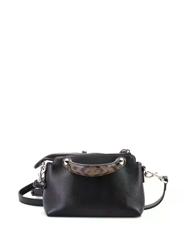 Fendi By The Way Leather Mini Satchel With Zucca Embossed Detail - Black