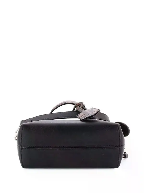 Fendi By The Way Leather Mini Satchel With Zucca Embossed Detail - Black