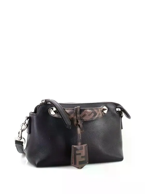 Fendi By The Way Leather Mini Satchel With Zucca Embossed Detail - Black