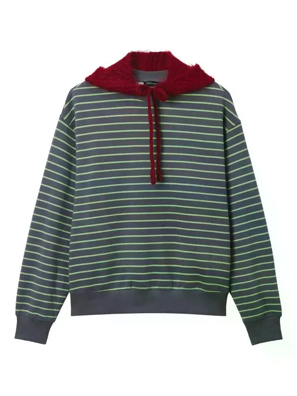 TOUT A COUP Striped Crew-neck Sweatshirt - Grey