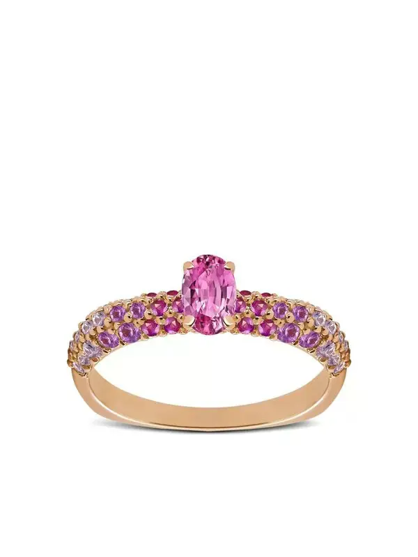 FULLORD 18k Rose Gold Sapphire Eternity Ring - Pink