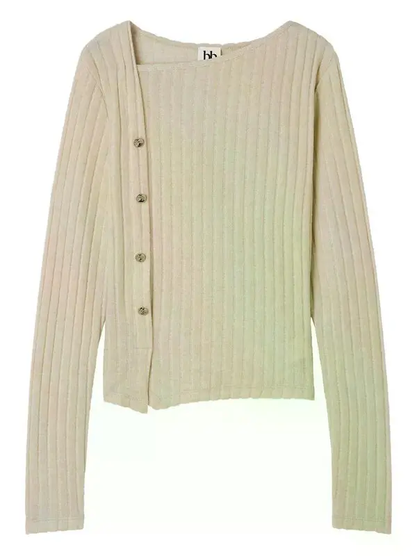 B+AB Buttoned Ribbed T-shirt - Neutrals