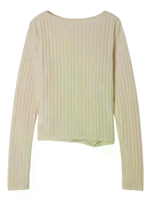 B+AB Buttoned Ribbed T-shirt - Neutrals