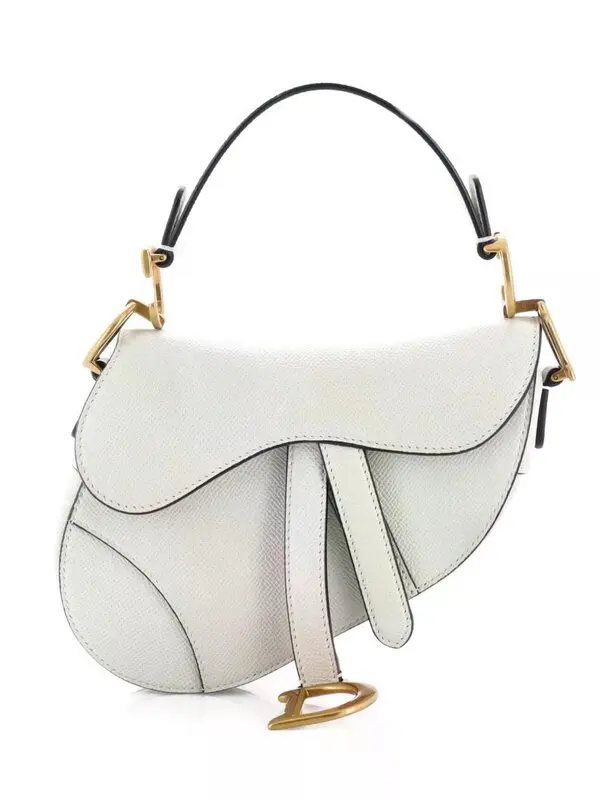 Dior Saddle Handbag Leather Mini Shoulder Bag - White