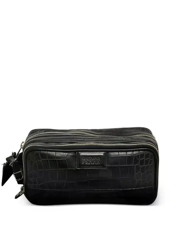 Gianfranco Ferre Crocodile-embossed Leather Pouch