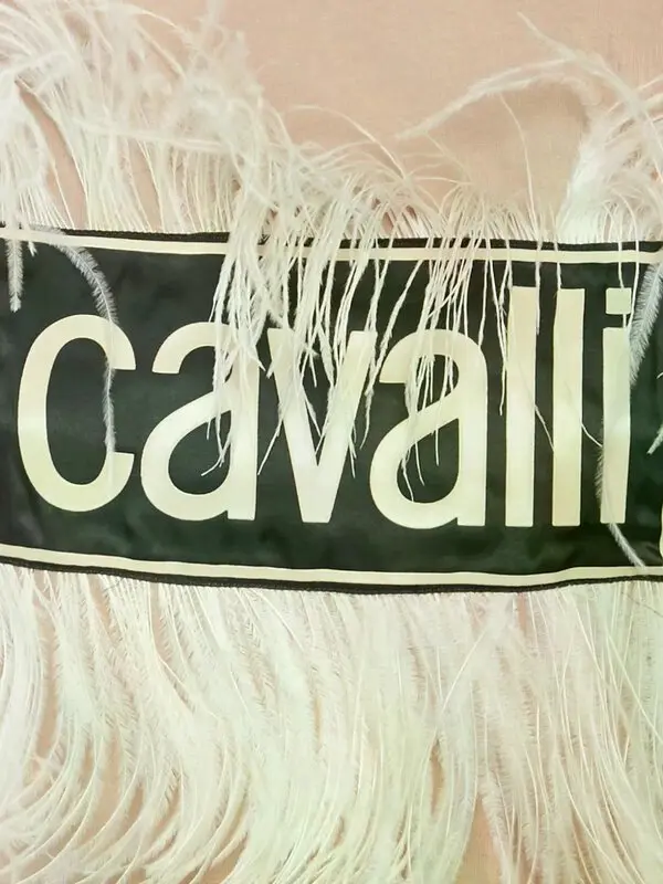 Roberto Cavalli Feather-trimmed Logo T-shirt