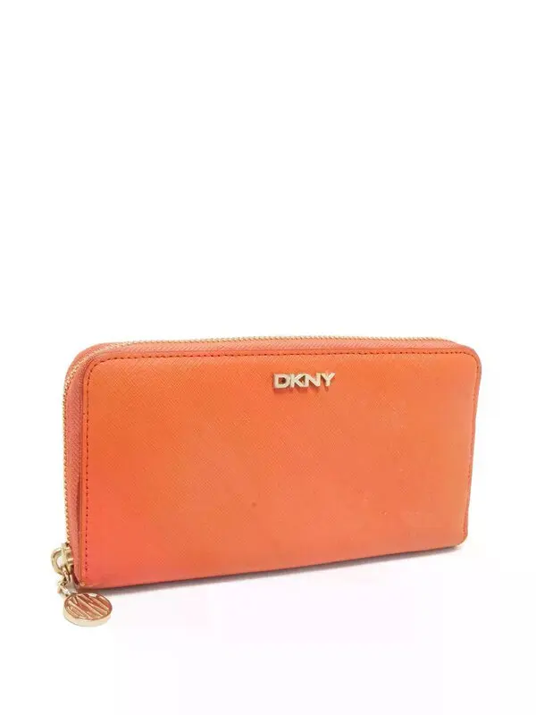 Dkny Logo-lettering Zip-around Wallet - Orange