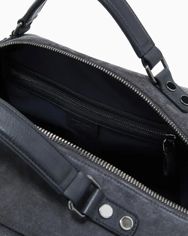 Giorgio Armani Vintage-effect Pebbled Nappa Leather Duffle Bag - Brown
