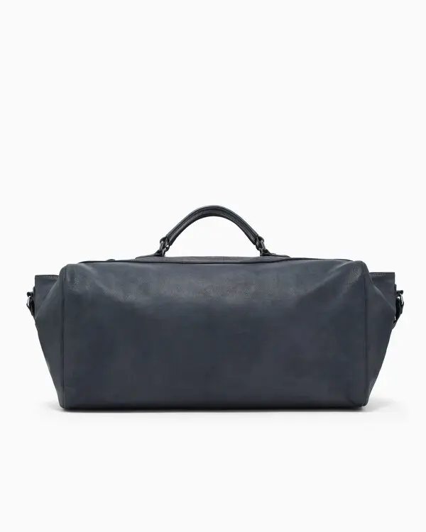 Giorgio Armani Vintage-effect Pebbled Nappa Leather Duffle Bag - Brown
