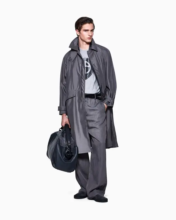 Giorgio Armani Vintage-effect Pebbled Nappa Leather Duffle Bag - Brown