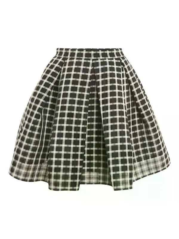 Maje Pleated Checked A-line Skirt