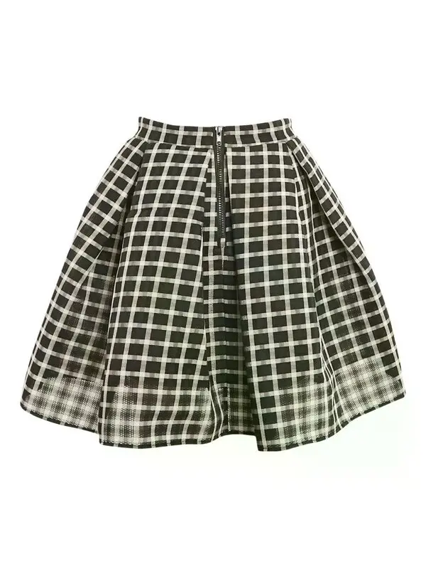Maje Pleated Checked A-line Skirt