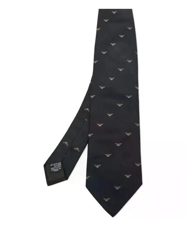 Emporio Armani Eagle-motif Standard Neck Tie - Black