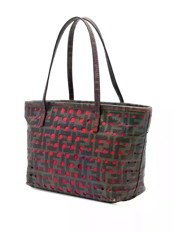 Fendi 2010-2025 Small Perforated Zucca Spalmati Roll Tote Bag