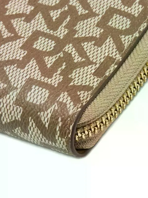 Dkny Monogram-pattern Coated-canvas Wallet - Neutrals