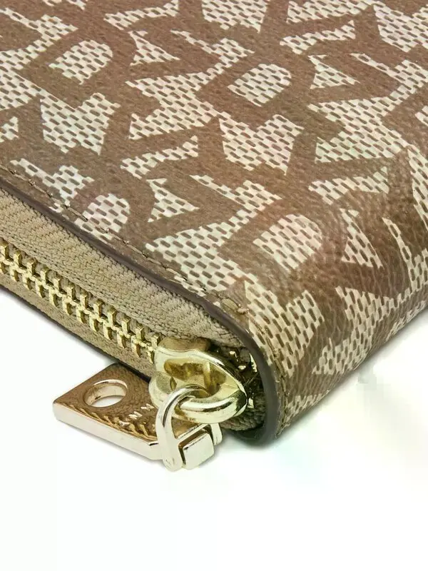 Dkny Monogram-pattern Coated-canvas Wallet - Neutrals