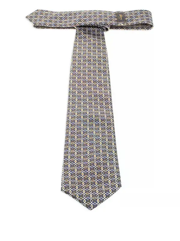 Brioni Lattice-print Silk Necktie - Grey