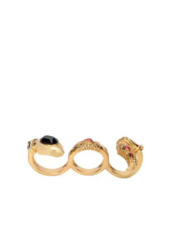 Roberto Cavalli Stone-embellished Three-finger Ring - Gold