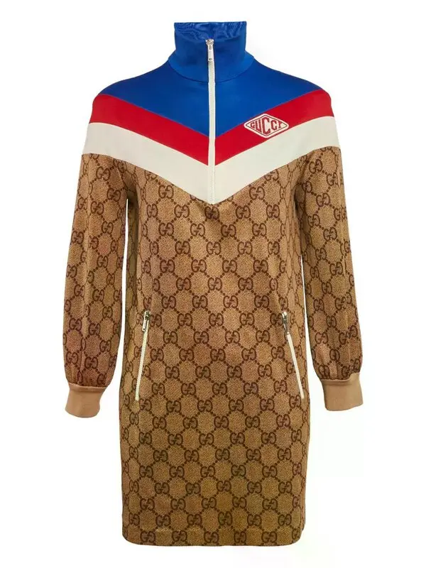 Gucci Gg Monogram Half-zip Dress