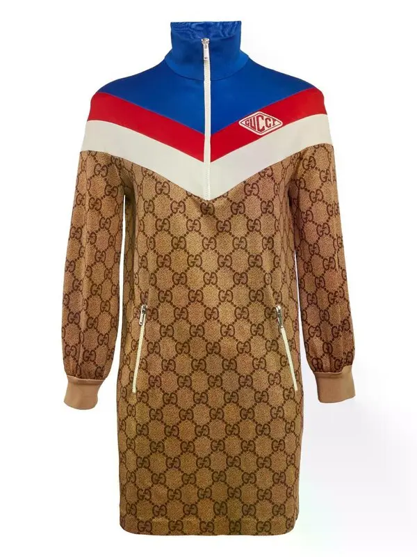 Gucci Gg Monogram Half-zip Dress