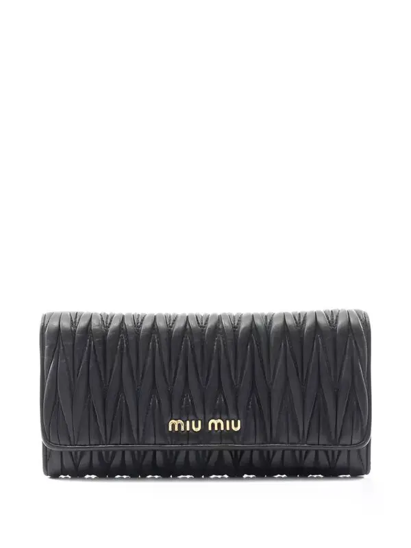 Miu Miu 2000's Matelasse Bi-fold Long Wallet - Black